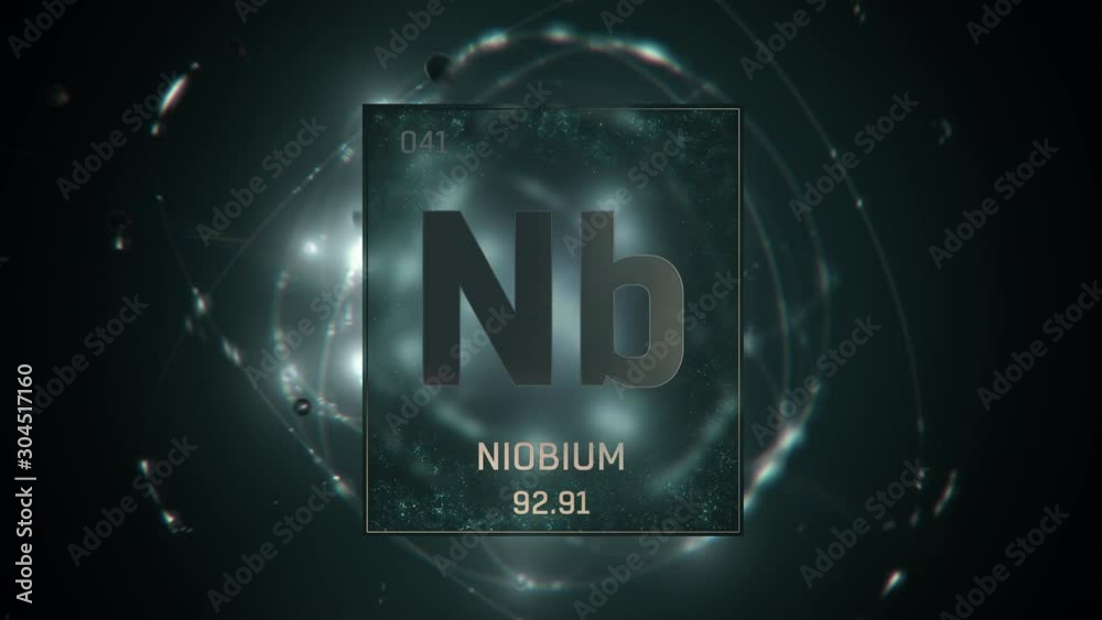 Niobium as Element 41 of the Periodic Table. Seamlessly looping 3D ...