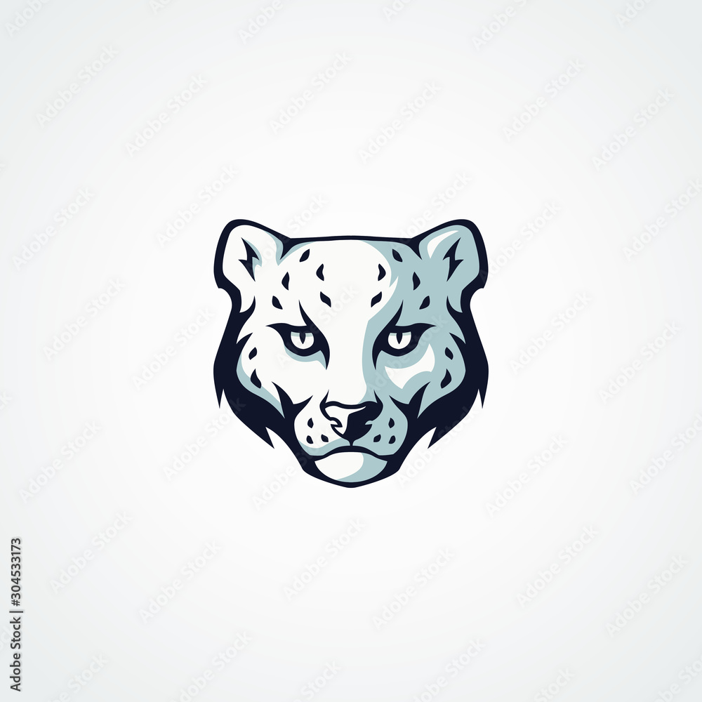 Snow leopard mascot logo design isolated head Stock Vector | Adobe Stock