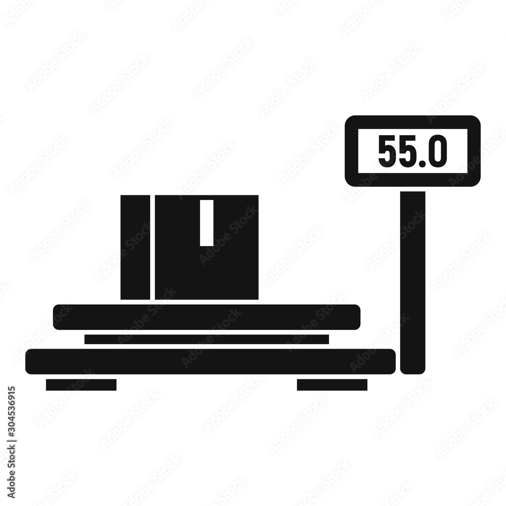 Parcel warehouse scales icon. Simple illustration of parcel warehouse ...