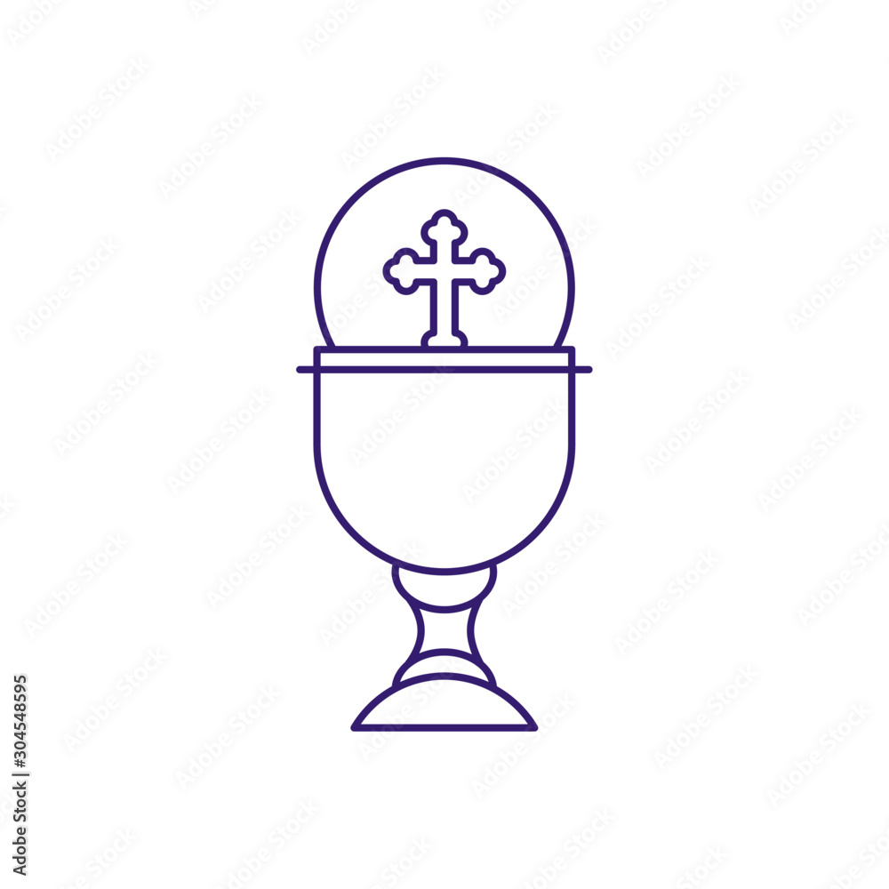 Cup with communion wafer line vector design Stock Vector | Adobe Stock