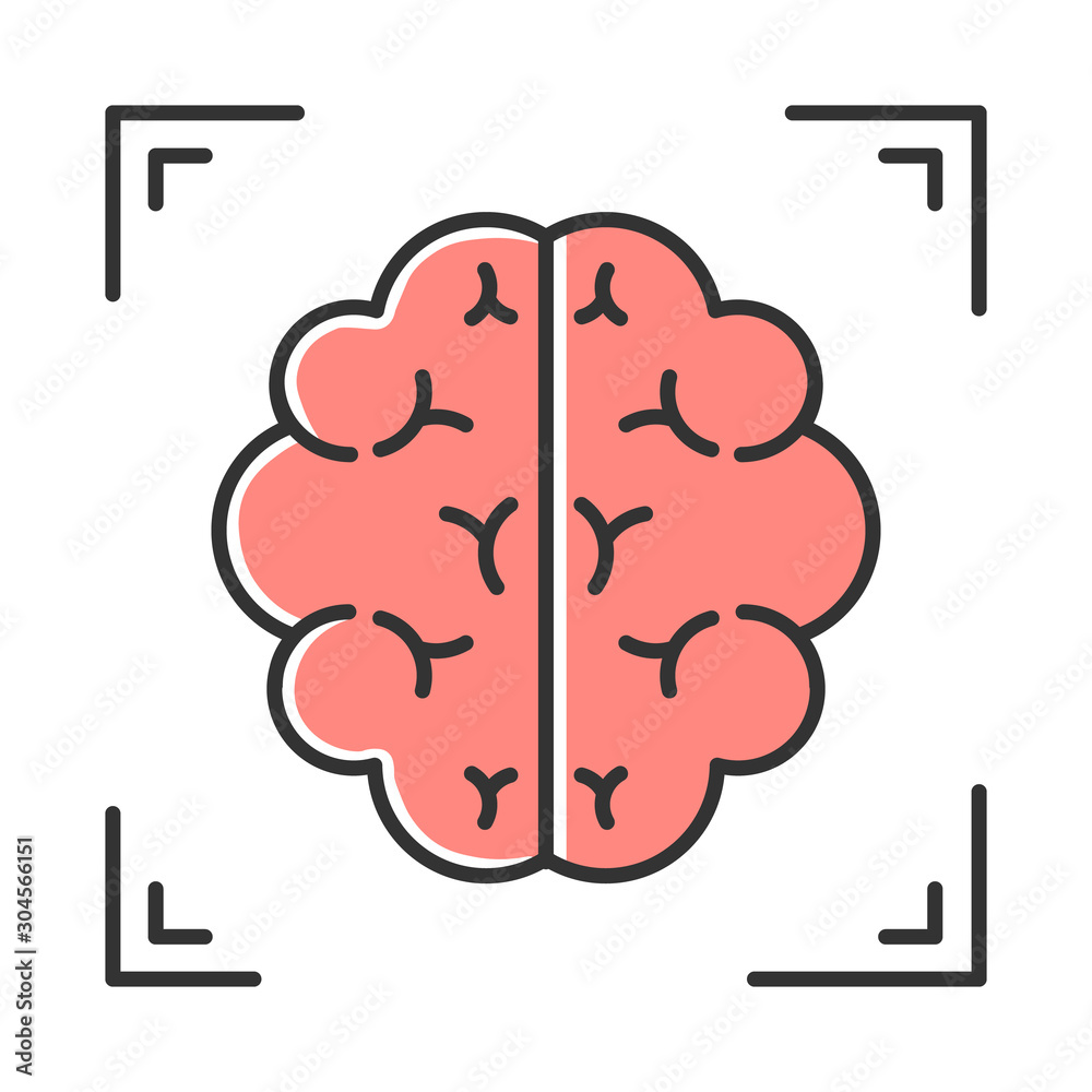 Brain scan color icon. Neuroimaging. Nervous system structure analysis ...