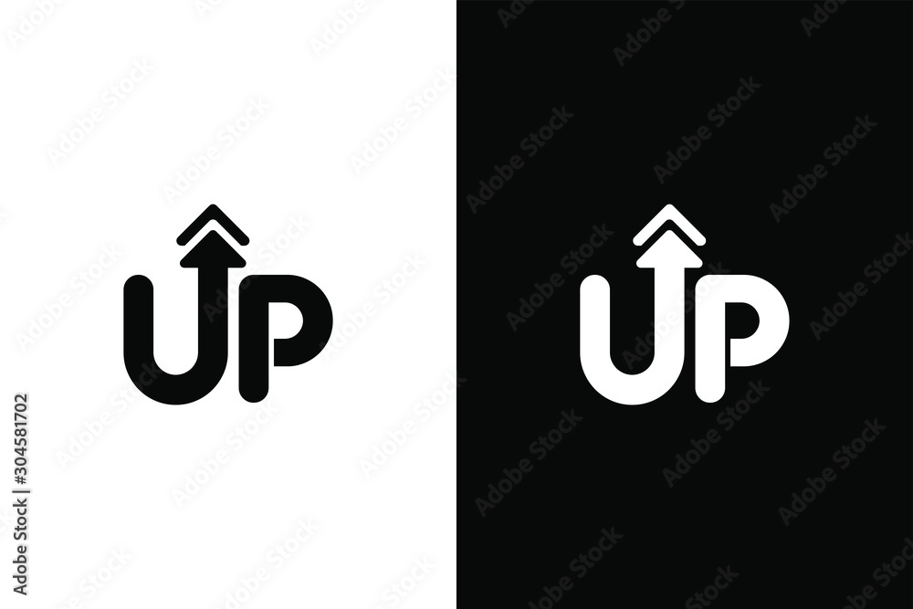 typography of UP with black and white background Stock Vector | Adobe Stock