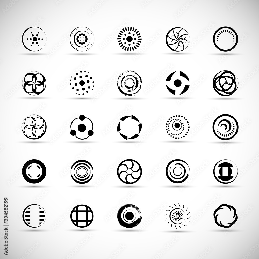 Abstract Circle Icon Set. Vector Isolated On Gray. Abstract Circle For ...