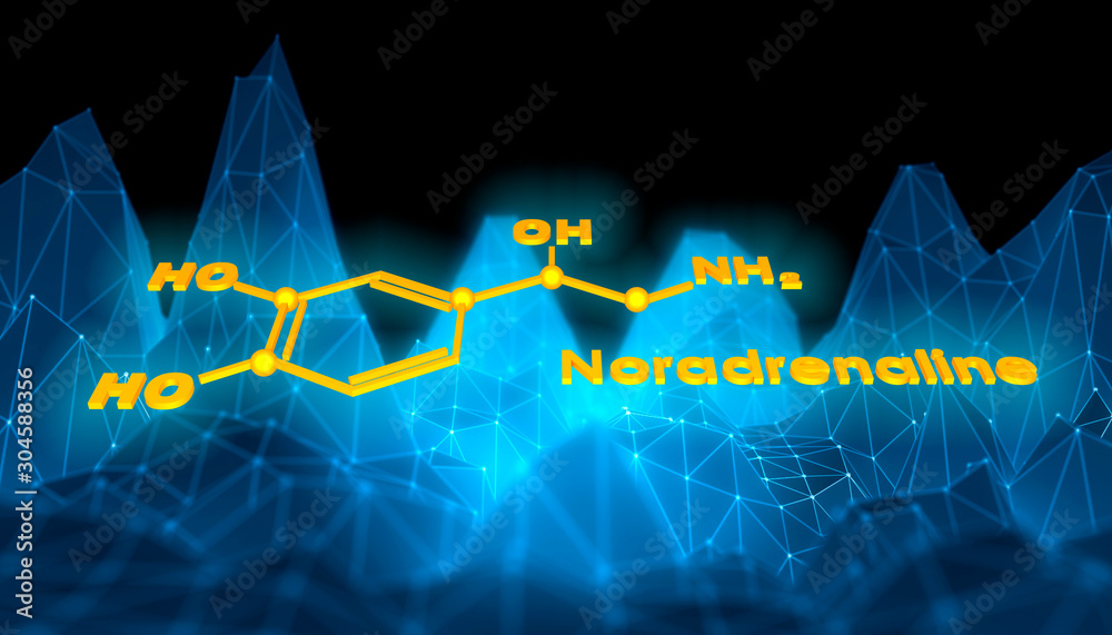 Chemical molecular formula hormone noradrenaline. Infographics ...