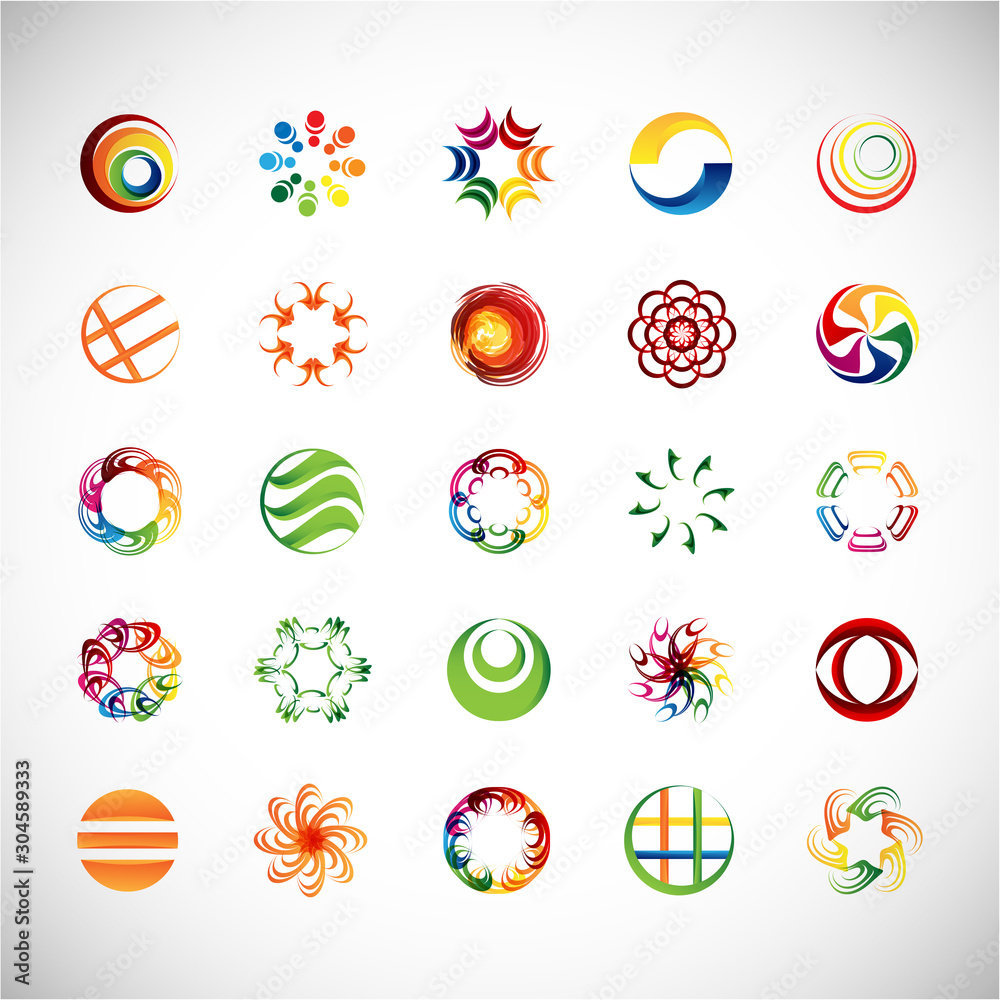 Abstract Circle Icon Set. Vector Isolated On Gray. Abstract Circle For ...