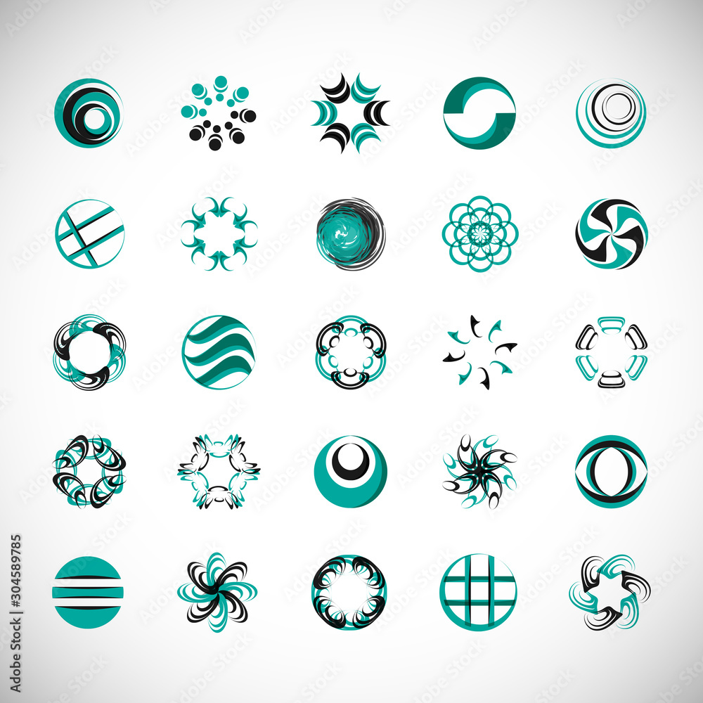 Abstract Circle Icon Set. Vector Isolated On Gray. Abstract Circle For ...