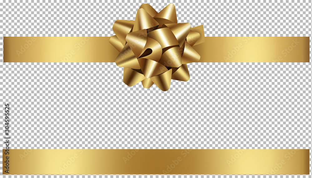 christmas gold bow and ribbon Stock Vector | Adobe Stock