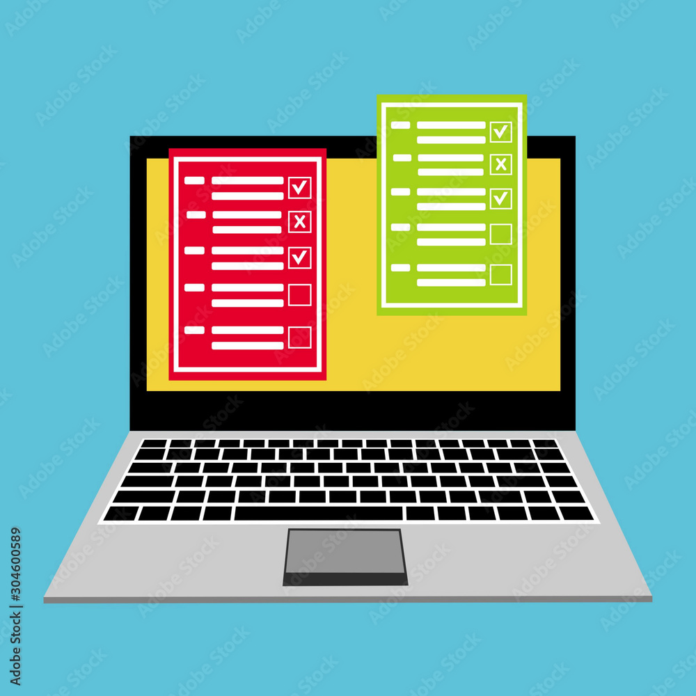 Online survey, form, checklist on computer screen. Vector illustration ...