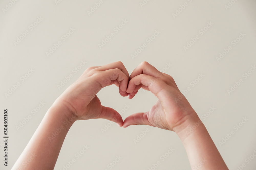 child hands making heart shape, heart health, donation, happy volunteer ...