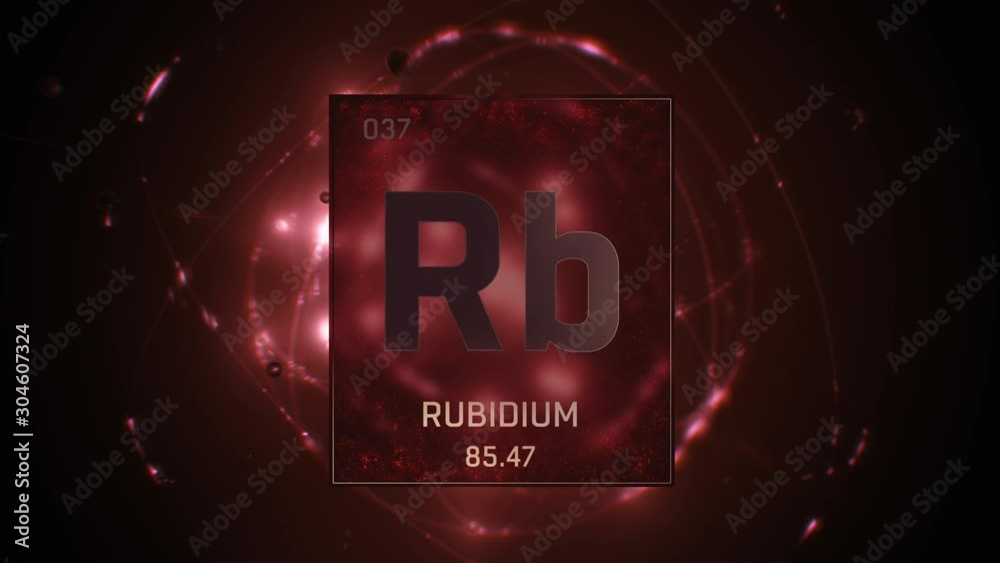 Rubidium as Element 37 of the Periodic Table. Seamlessly looping 3D ...