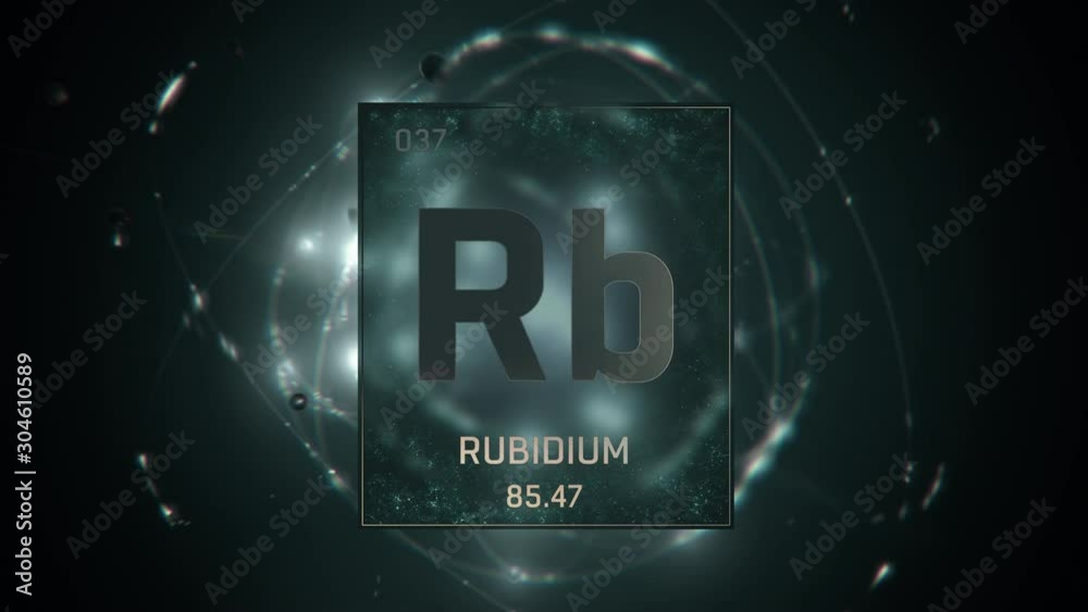 Rubidium as Element 37 of the Periodic Table. Seamlessly looping 3D ...