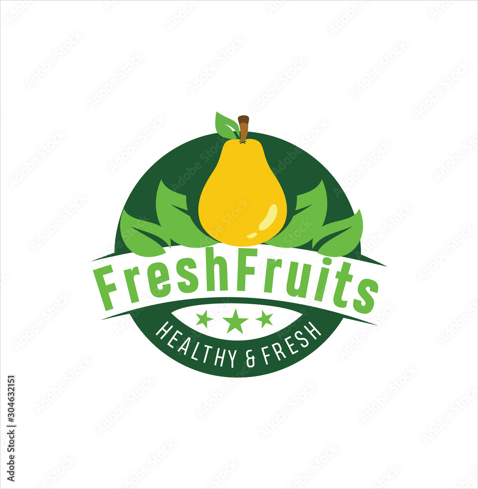 Fresh Fruits Logo Template . organic Fruit Logo Design . Pear logo ...