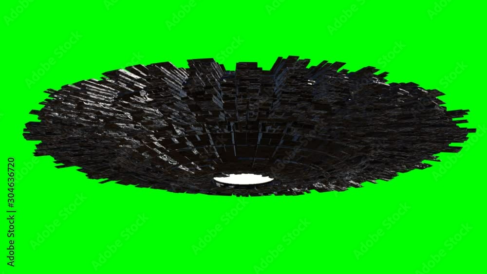 UFO, rotating flying saucer with extraterrestrial visitors, high detail ...