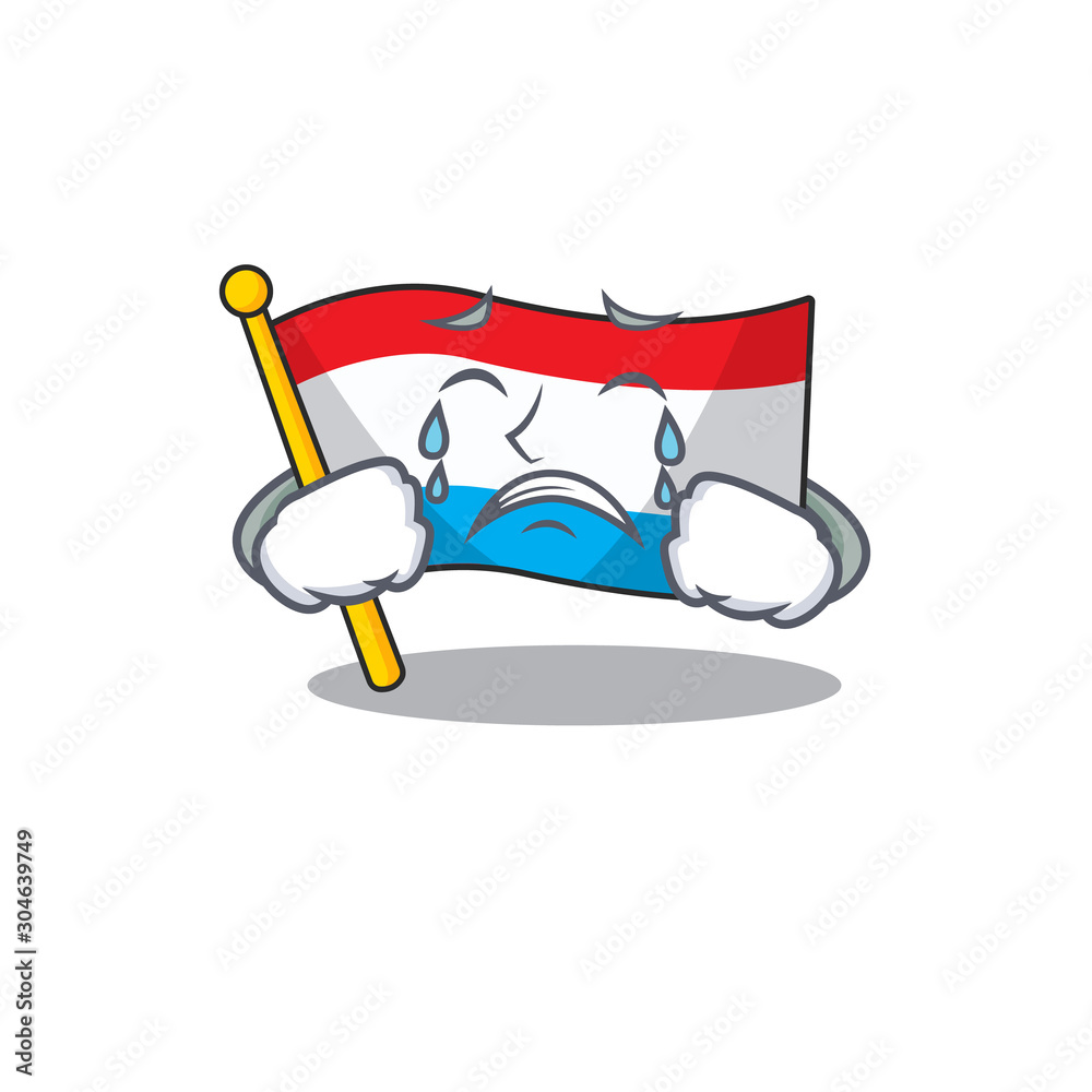 Sad Crying flag luxembourg cartoon style vector illustration Stock ...