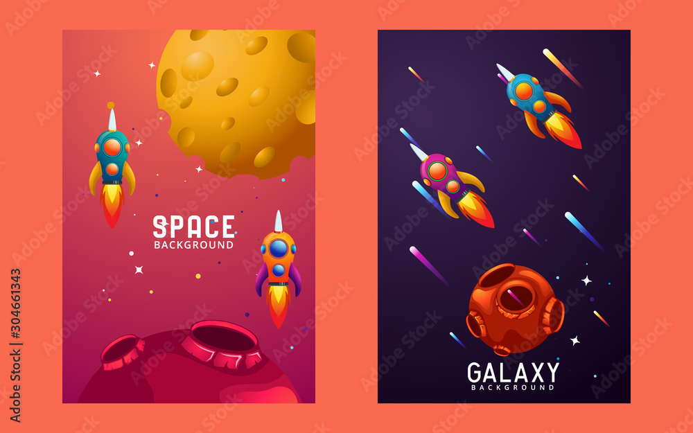 set of space banners. vector illustration. cover design. sky, planets ...