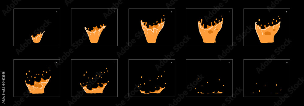 Dripping dust splash effect animation. dust splash drop frames sprite ...
