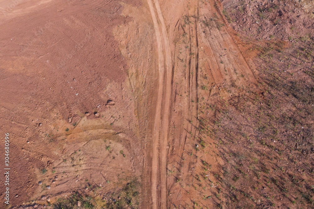 Construction site dry land surface path rough texture background top ...