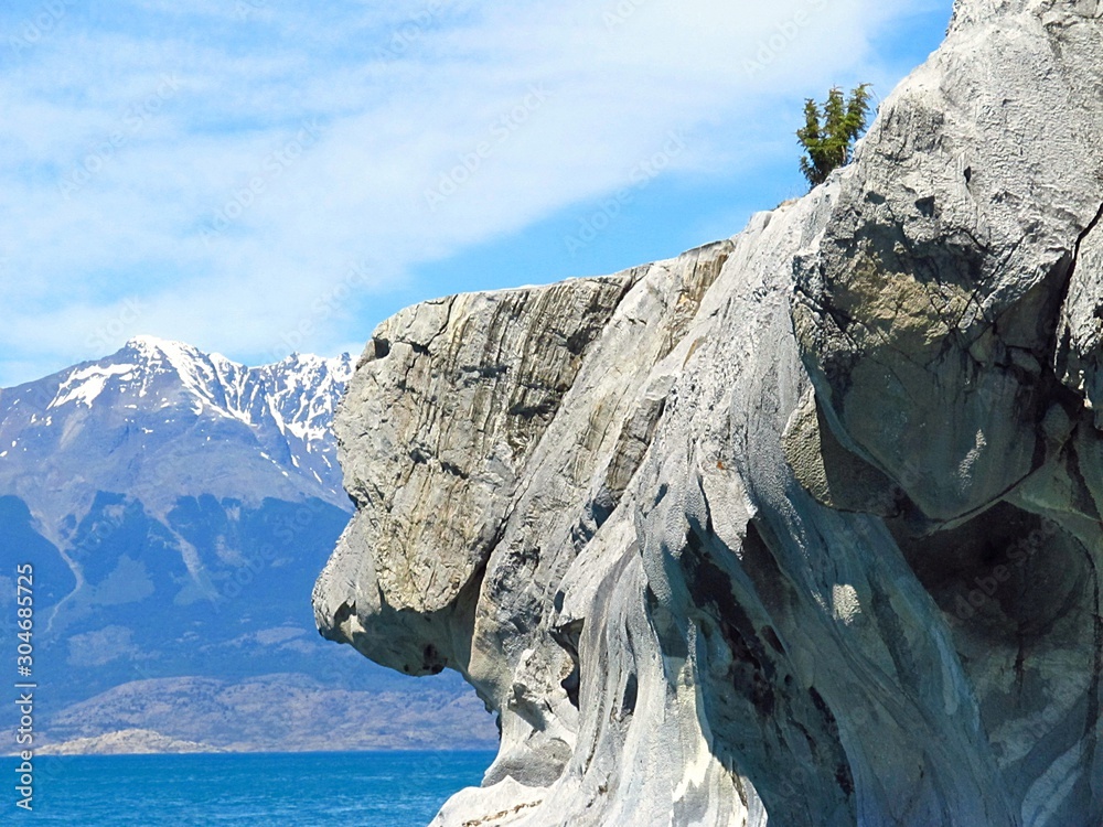 marble caves in Patagonia, General Carrera Lake, Chile. Beautiful ...