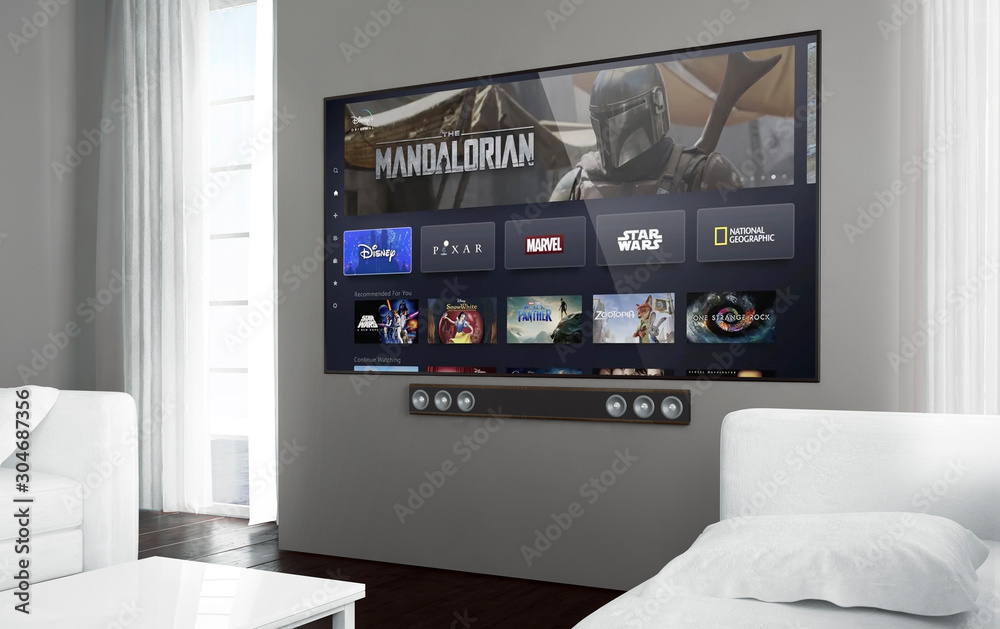 Big screen television disney+ Stock Photo | Adobe Stock