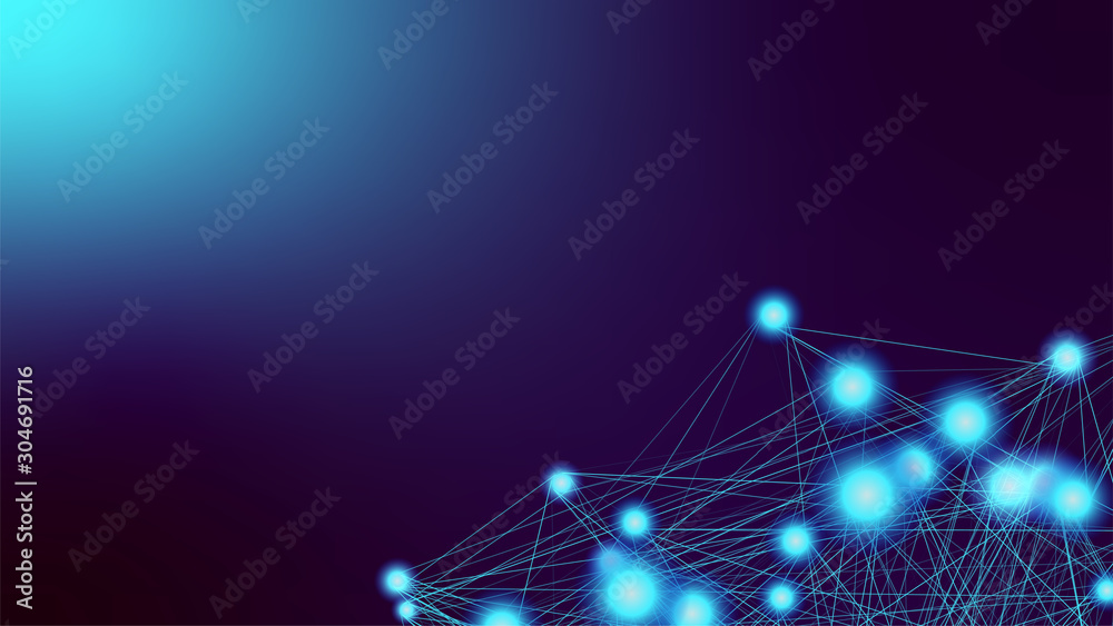 AI background. Neural network concept backdrop. Dark blue gradient with ...