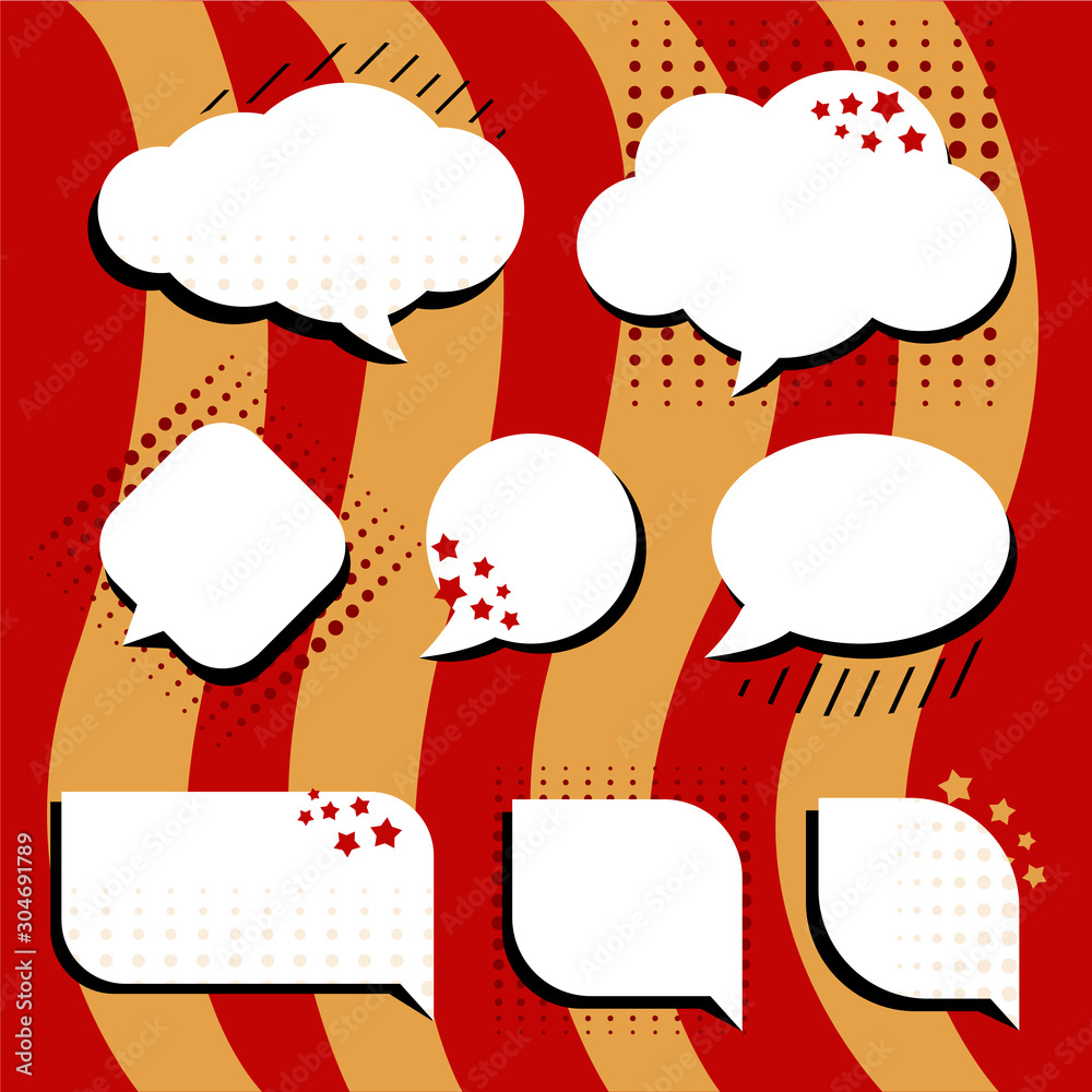 Text bubbles, colorful vector illustrations. Set of bubble templates ...