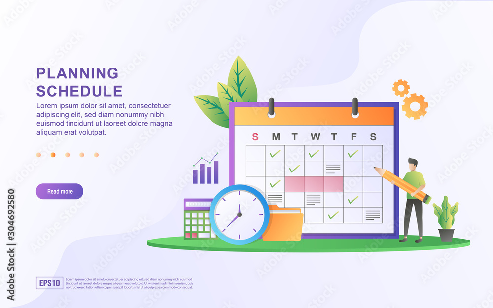 Concept of class timetable or schedule, personal study plan creation ...