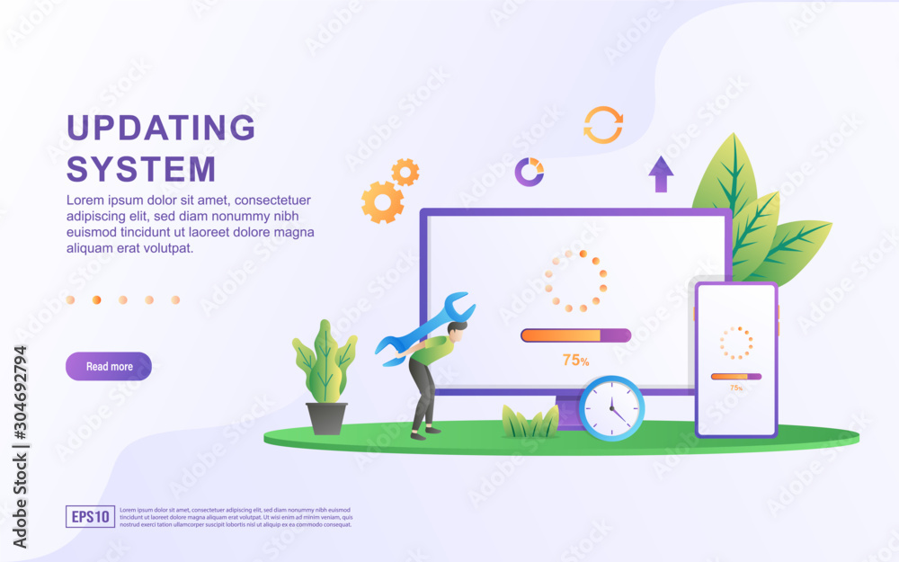 Updating system illustration concept. System Update Improvement Change ... Updating system illustration concept. System Update Improvement Change ...