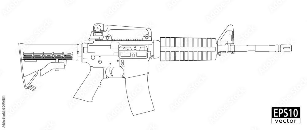 Assault Gun Wireframe (orthographic side view) | EPS10 Vector Stock ...
