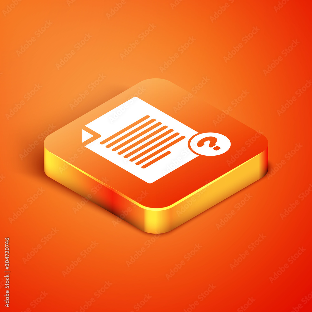Isometric Unknown document icon isolated on orange background. File ... Isometric Unknown document icon isolated on orange background. File ...
