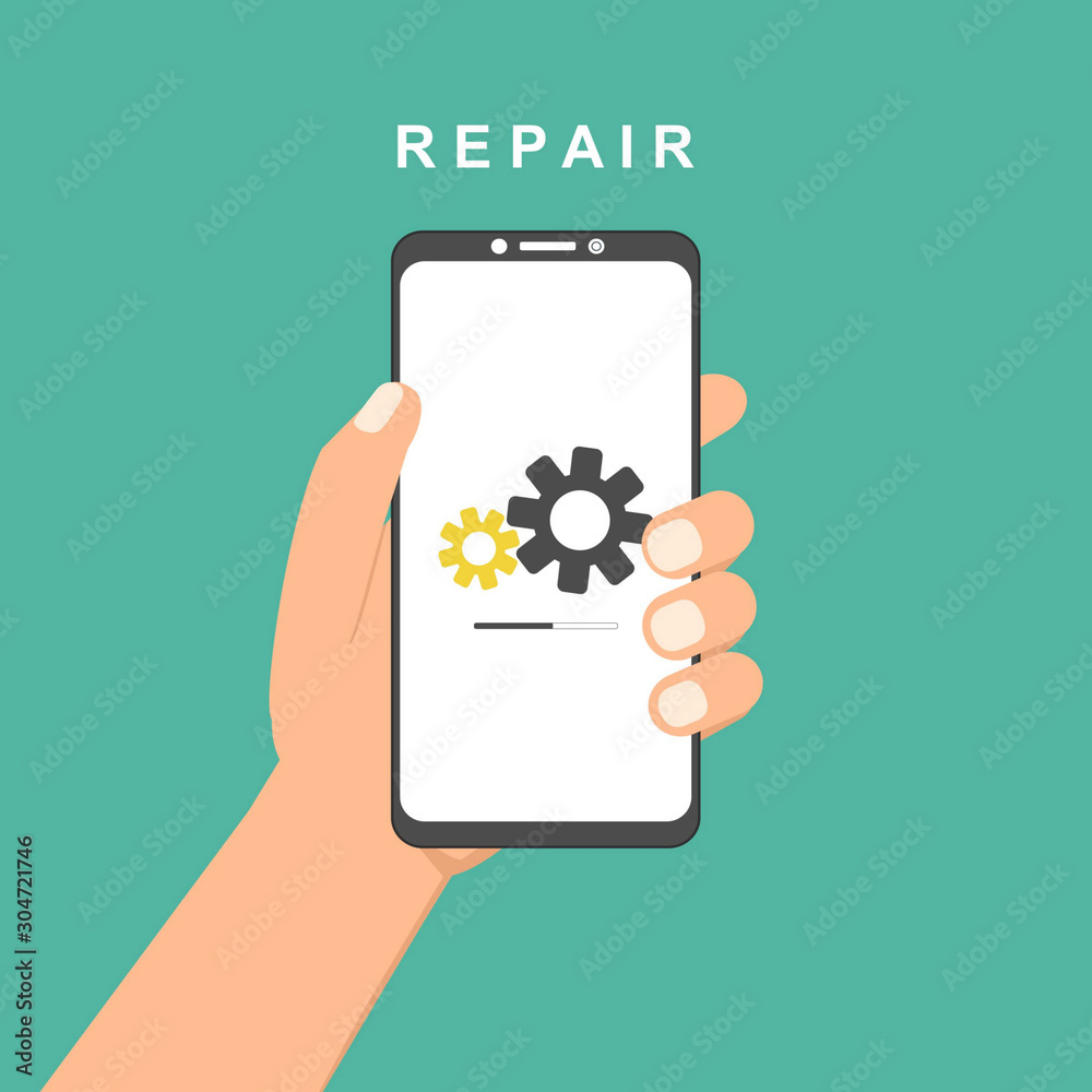 Modern Repairing of mobile phone. Realistic modern mobile phone on ...