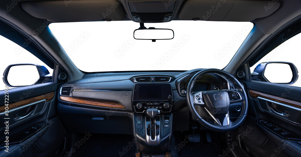 Car inside isolated on white background. Stock Photo | Adobe Stock