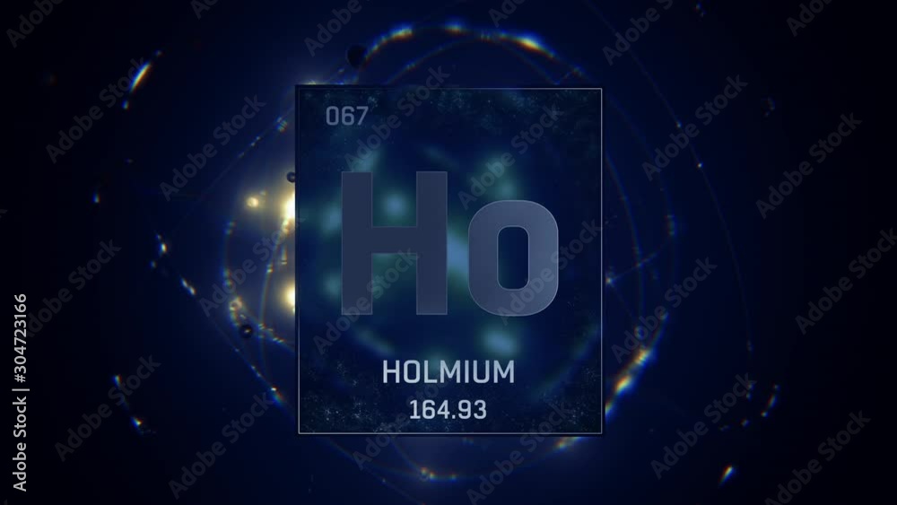 Holmium as Element 67 of the Periodic Table. Seamlessly looping 3D ...