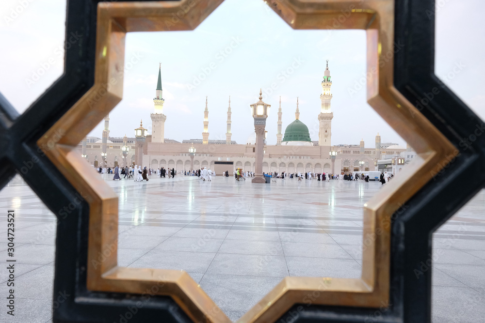 AL MADINAH , SAUDI ARABIA-August 30, 2018: Muslim pilgrims visiting the ...