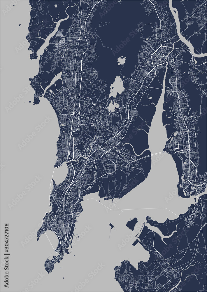map of the city of Mumbai, Indian state of Maharashtra Stock Vector ...