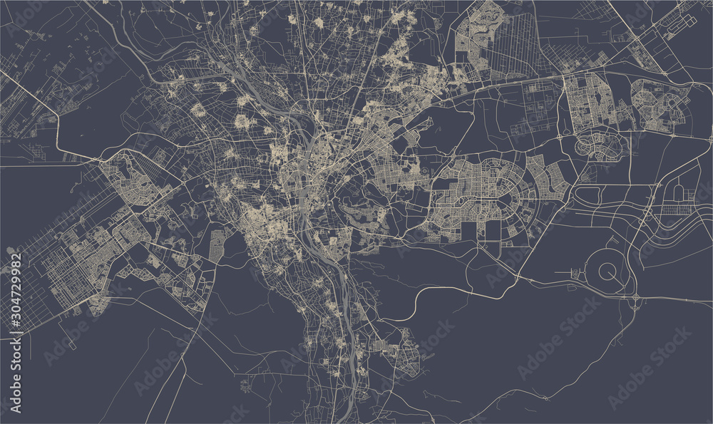 Poster map of the city of Cairo, Giza, Egypt – Tableau | Europosters