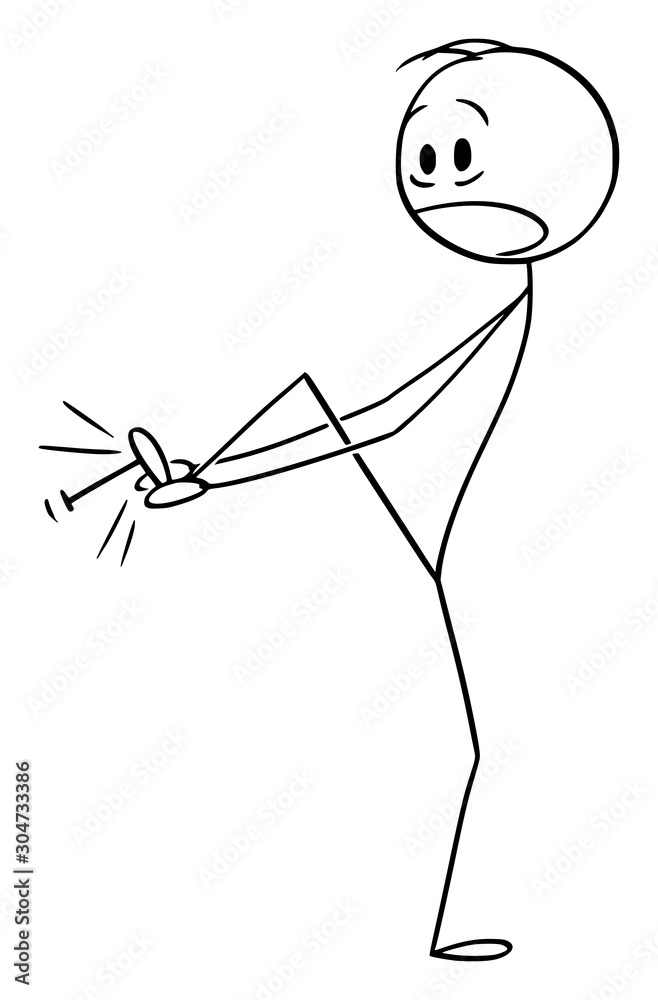 Vector cartoon stick figure drawing conceptual illustration of injured ...