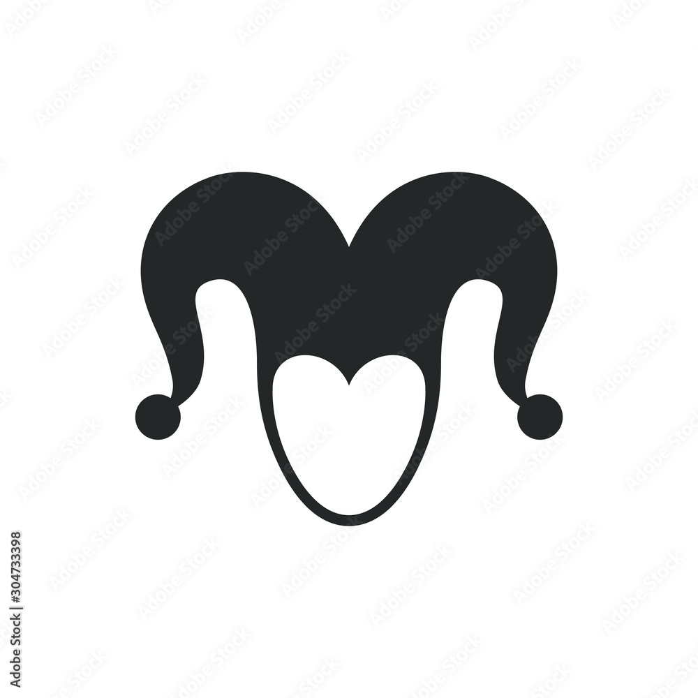 Cap of joker graphic icon. Cap of jester sign isolated on white ...