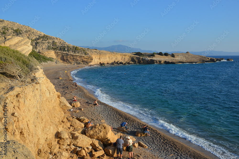 Fourni Beach südlich des Ortes Monolithos auf der griechischen Insel ...