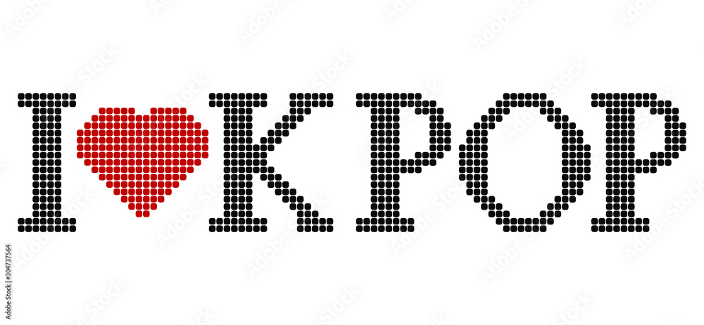 Vector illustration. Pixel art. I love k pop. Print Ko for fans of ...