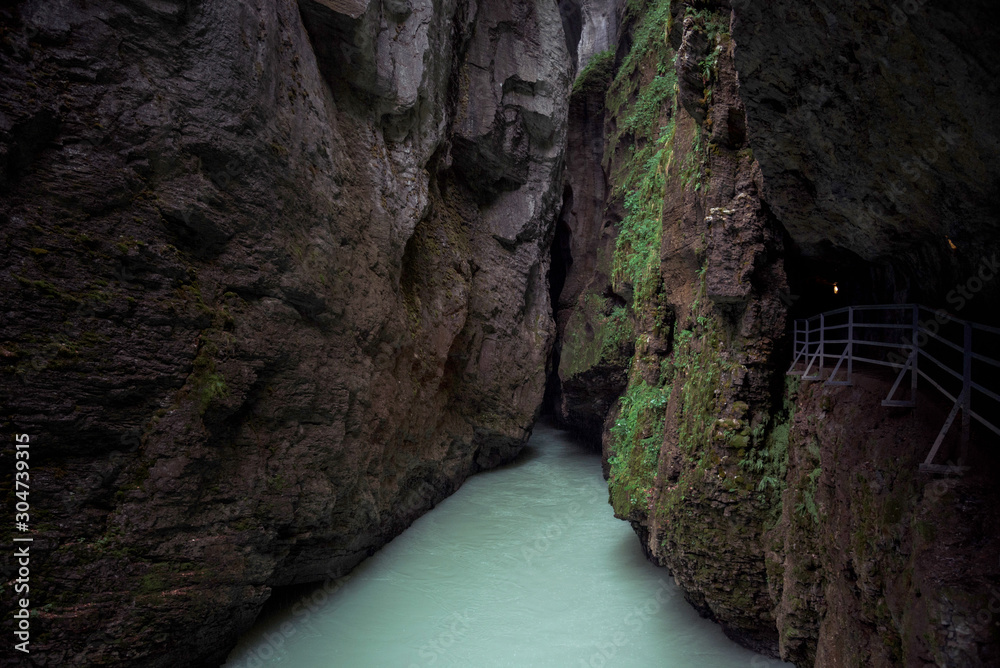 Inside the Aare Gorge, a section of the river Aare that carves through ...