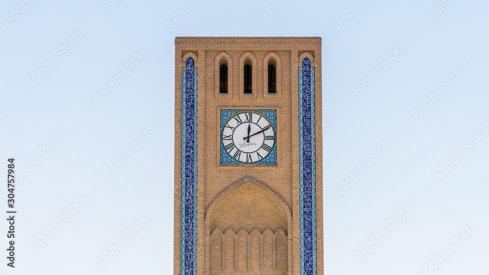 Clock Tower in Yazd, Iran. Clock Tower is on the side of Imam Khomeini ...