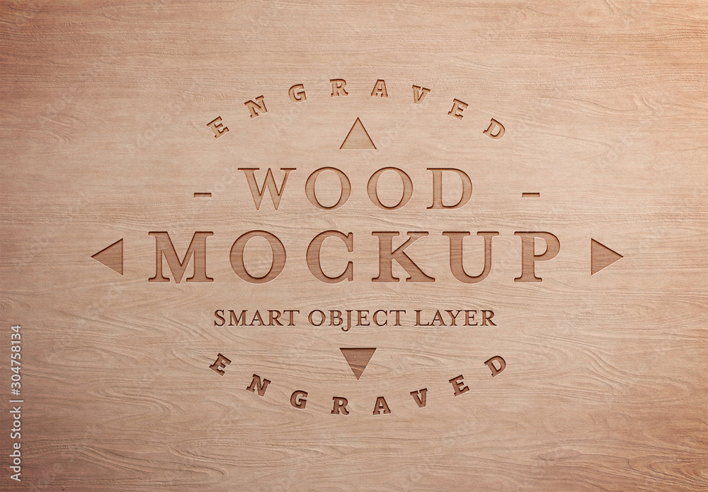 Engraved Wood Text Effect Mockup Stock Template | Adobe Stock