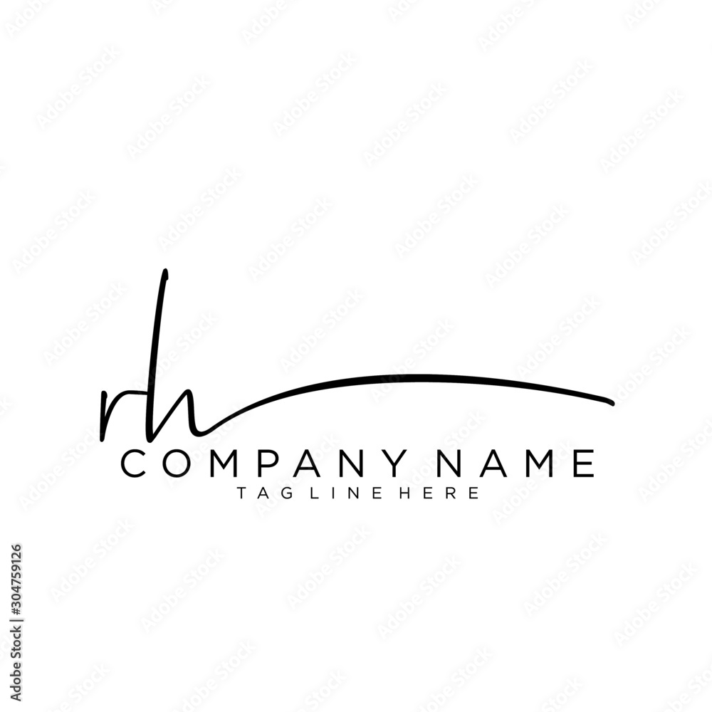 Initial letter RH Signature handwriting Logo Vector Stock Vector ...