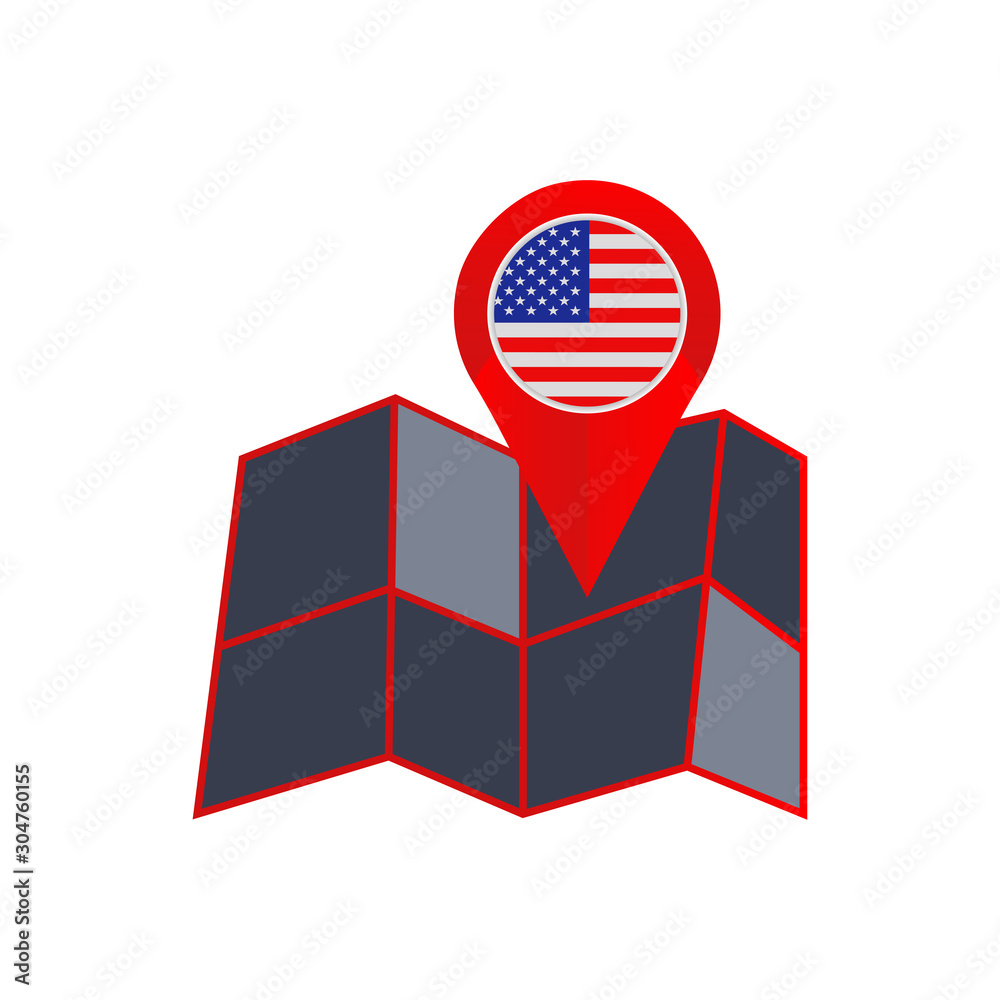 Simple United States of America map pins are isolated with country ...