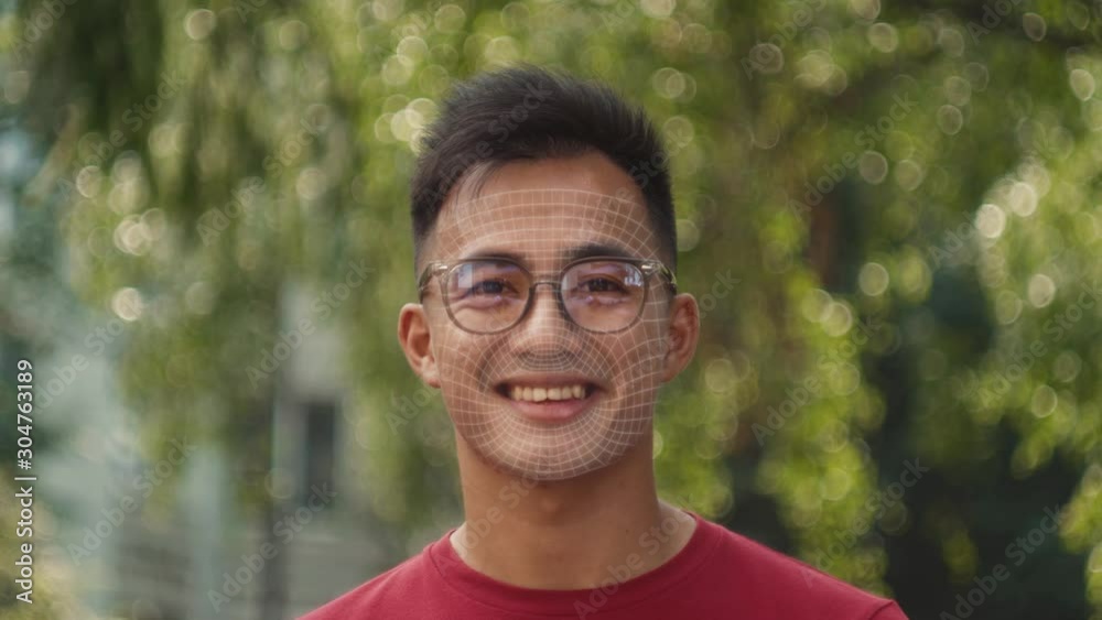 Animation 3d recognition scanning mask of the face eye of man. facial ...