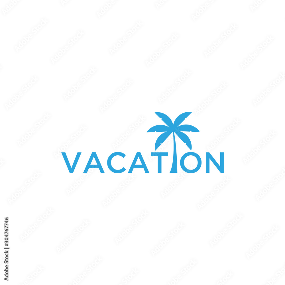 Vacation logo design template. Green palm inn seaside. The concept for ...