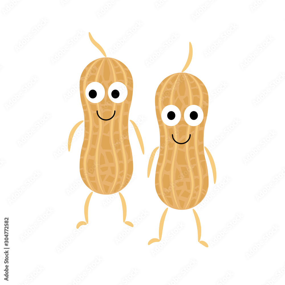 Cartoon peanuts. Isolated vector Illustration. Stock Vector | Adobe Stock