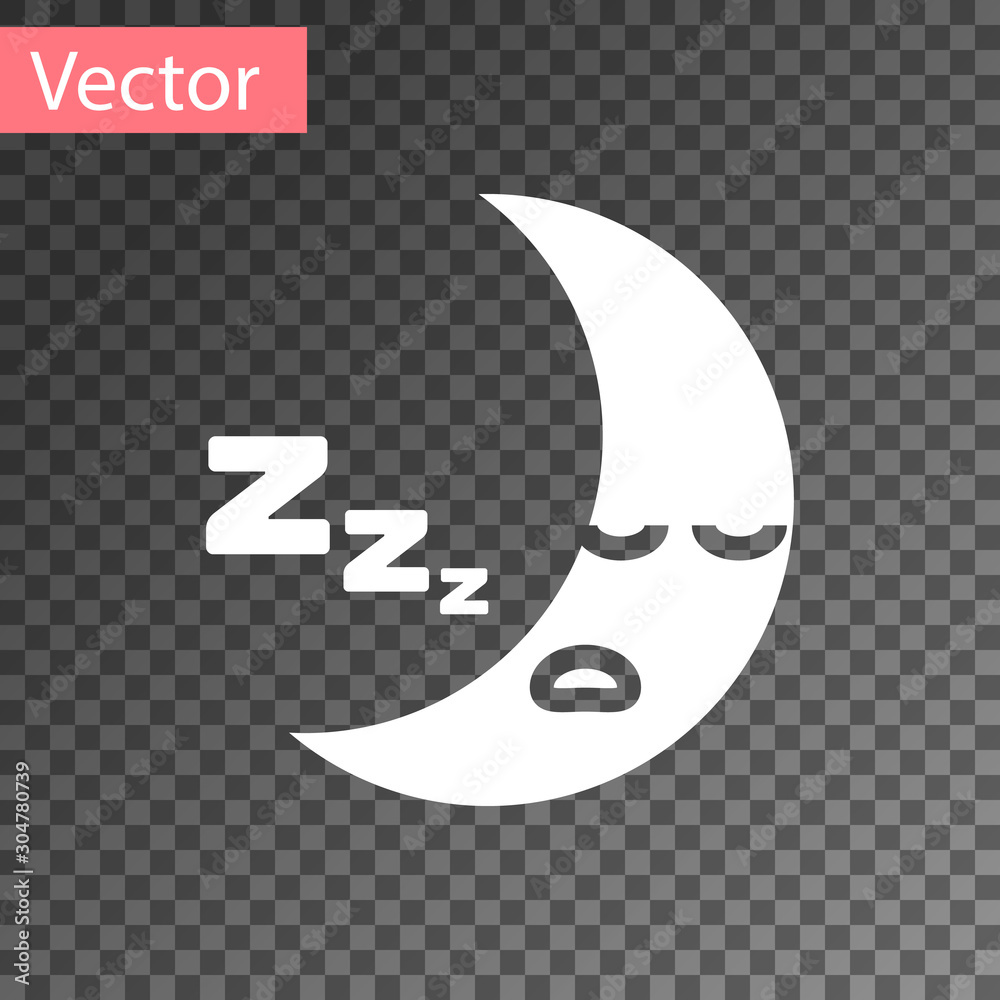 White Moon icon isolated on transparent background. Cloudy night sign ...