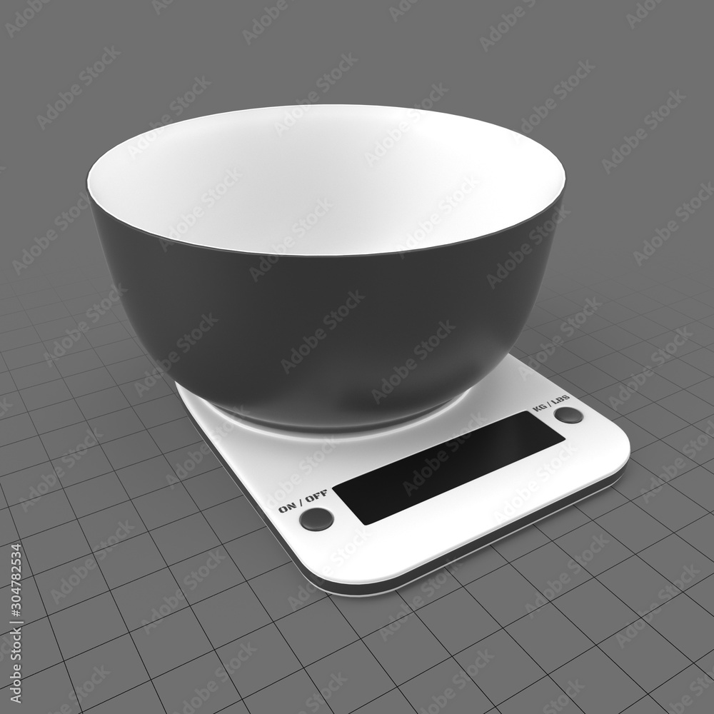 Bowl on kitchen scales Stock 3D asset | Adobe Stock