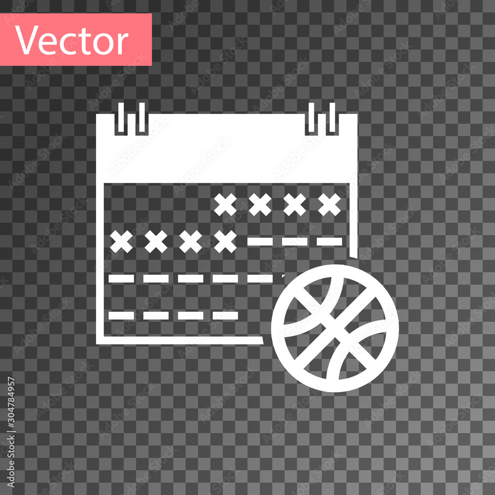 White Basketball on sport calendar icon isolated on transparent ...